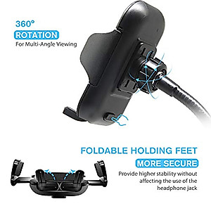 Kuelor Car Cup Holder Phone Mount, Adjustable Long Arm Cell Phone Holder with 360° Rotatable Cradle for Most Smartphones Such as iPhone, Samsung and GPS