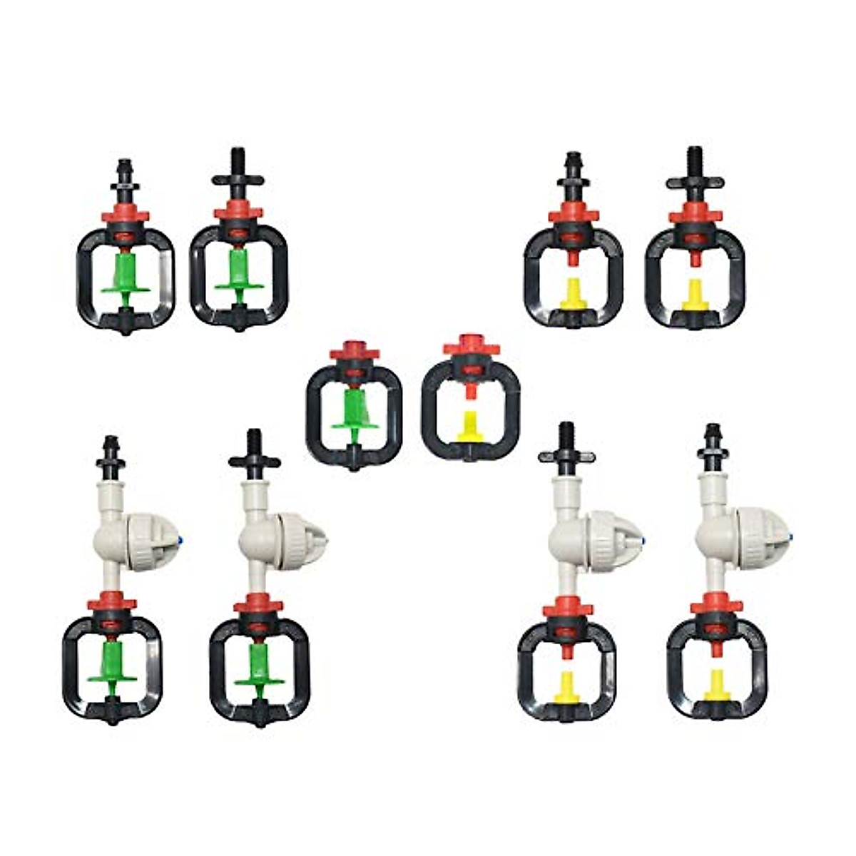 Xiaochen Lawn Irrigation Garden Watering 100Pcs 360-degree Fog Drop Nozzle Suspended Anti-Drop Fog Nozzle Rotating Refraction Nozzle with Barbed Threaded Connector (Color : F)