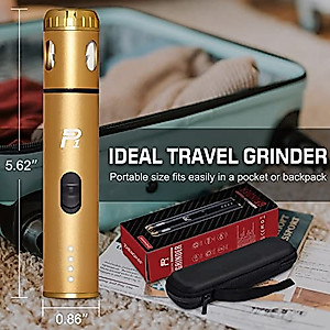 ZHENGHAI P1 Electric Herb and Spice Grinder, USB Rechargeable Fast Grinding With Portable Storage Bag, Cleaning Brush (Gold)
