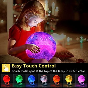 16TUYOUTU Moon Lamp,16 Colors Lava Lamp,Moon Night Lights for Kids,Galaxy Lamp,3D Moon Lights for Bedroom,Bedroom Gift for Kids Boys Girls Birthday Christmas (7.1 inch, lightBlue （Base）