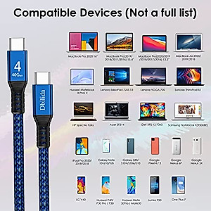 Dbilida 240W for Thunderbolt 4 Cable 6.6 ft, 40Gbps USB C Cable with PD 3.1, 8K 60Hz 4K 144Hz USB 4 Cable for iPhone 15/Plus/Pro/Pro Max, Thunderbolt 3 Cable, Hub, SSD, Docking, eGPU