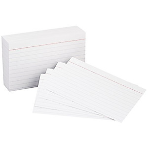 Amazon Basics Heavy Weight Ruled Lined Index Cards, White, 3x5 Inch Card, 100-Count
