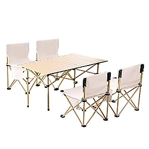 Outdoor Table and Chair Set Folding Table and Chair Set, Portable Barbecue Camping Chair, Outdoor Aluminum Alloy Folding Table and Chair Portable Table Set