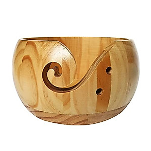 Smala Handmade Knitting Yarn Storage Bowl Crocheted Organizer Bowls Round Wooden Handmade Knitting Accessories,A