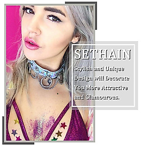 Sethain Boho Sequin Choker Necklace Gold Shiny Sequins Short Chain Party Necklace Jewelry Accessories for Women and Girls