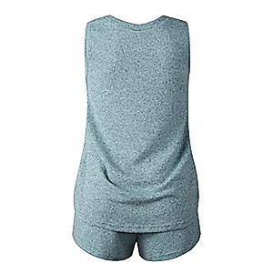 Womens Two Piece Rib-Knit Pants Set Casual Deep V-neck Vest Bandage Outfits Tracksuit