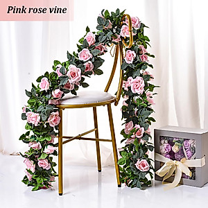 Fulercni 10PCS Fake Rose Garland, 7.5Ft Artificial Vines Flowers Hanging Rose Vine for Wedding Home Office Arch Arrangement Decoration