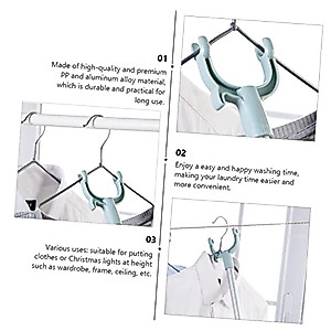 Cabilock retractable clothes rail garment pole retractable clothes pole retractable clothesline rod reach pole stainless steel hooks Home Clothes Rod Aluminum Rod Handle spring wardrobe rod