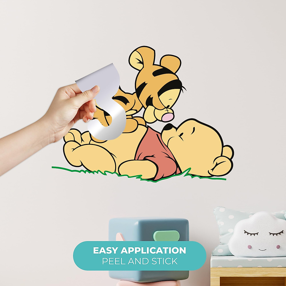 e-Graphic Design Inc Winnie The Pooh & Tigger Wall Decals I Winnie The Pooh Nursery Decor for Boy & Girl I Cute Room Decor I Winnie The Pooh Gifts I Bear Decor I (Wide 22"x19" Height)