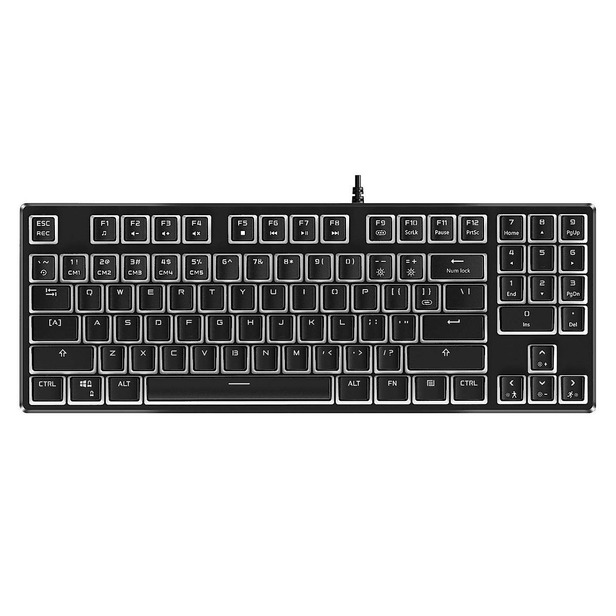 Havit Mechanical Gaming Keyboard with PBT Pudding Keycaps, 89 Keys RGB Backlit Wired USB Computer Keyboards with Blue Switches & Surround Lighting for Desktop PC Gamer (Renewed)