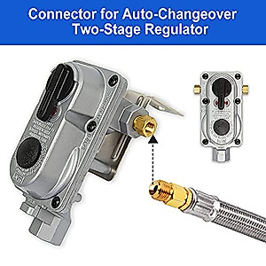 2 Pack 1/4" Inverted RV Propane Pigtail Hose with Gauge, 15inch RV Propane Hose Connector with Type 1/4" Inverted Male Flare Stainless Steel Braided for 5LB - 40LB Propane Tank Coming with Tape