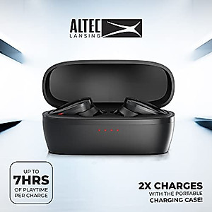 Altec Lansing Noise Cancelling Bluetooth Wireless Earbuds, Mini in Ear Headphones with Microphone, TWS NanoBuds Sweatproof and Water Resistant, 7 Hour Playtime for Sports and Workouts (Charcoal Grey)