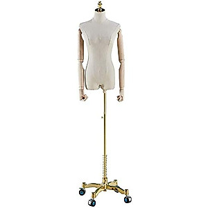 Tailors Dummy Mannequins Female Tailors Dummy Mannequin Dressmakers Dummies Fashion Students Display Bust Torso Wood Arm Adjustable for Clothing Display Stand Dressform Mannequin