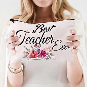 Hlonon 8 PCS Teacher Gifts Makeup Bags Cosmetic Travel Carrying Case Toiletry Pouch with Zipper in 2 Unique Designs, Teacher Appreciation Gifts, 9 x 6 Inch