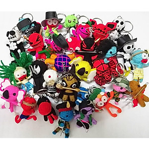 Touchable dream Wholesale Bulk Random Lot 25 Pcs Voodoo Dolls Character Keychain Keyring Keyfob Ornament Hanging Bags Wallets Cars(25)