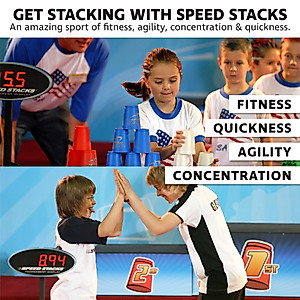 Speed Stacks | Official Sport Stacking Set, Blue - 12 Cups and Holding stem | Top Grade Materials, Low Friction | WSSA Approved