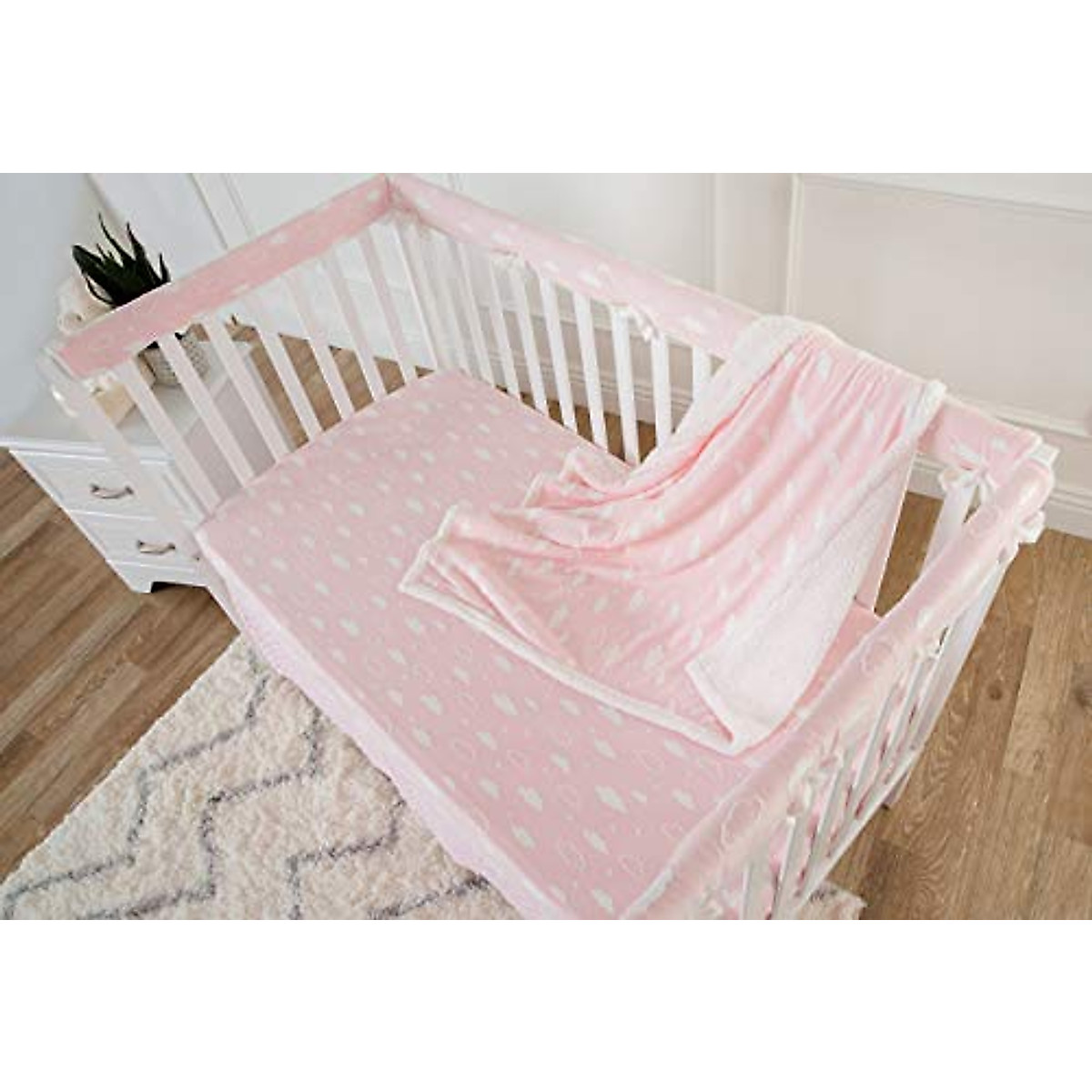 American Baby Company Heavenly Soft Chenille Sherpa Receiving Blanket, 3D Pink Cloud, 30" x 35", for Girls(Pack of 1)