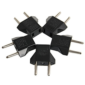 ANRANK U-E1020905AK US USA to EU Europe Travel AC Power Socket Plug Adapter Adaptor Converter (Black, 5-Pack)