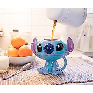 Disney Lilo & Stitch 3D Sculpted Ceramic Coffee Mug | Official Kitchen Accessories | Collectible Drinkware For Home Kitchen Bar Set | Holds 15 Ounces