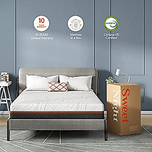 Sweetnight King Mattress, 10 Inch Hybrid Mattress in a Box, Cool Gel Memory Foam & Innerspring Mattress for Support & Pressure Relief, Medium Firm Bed Mattress King Size