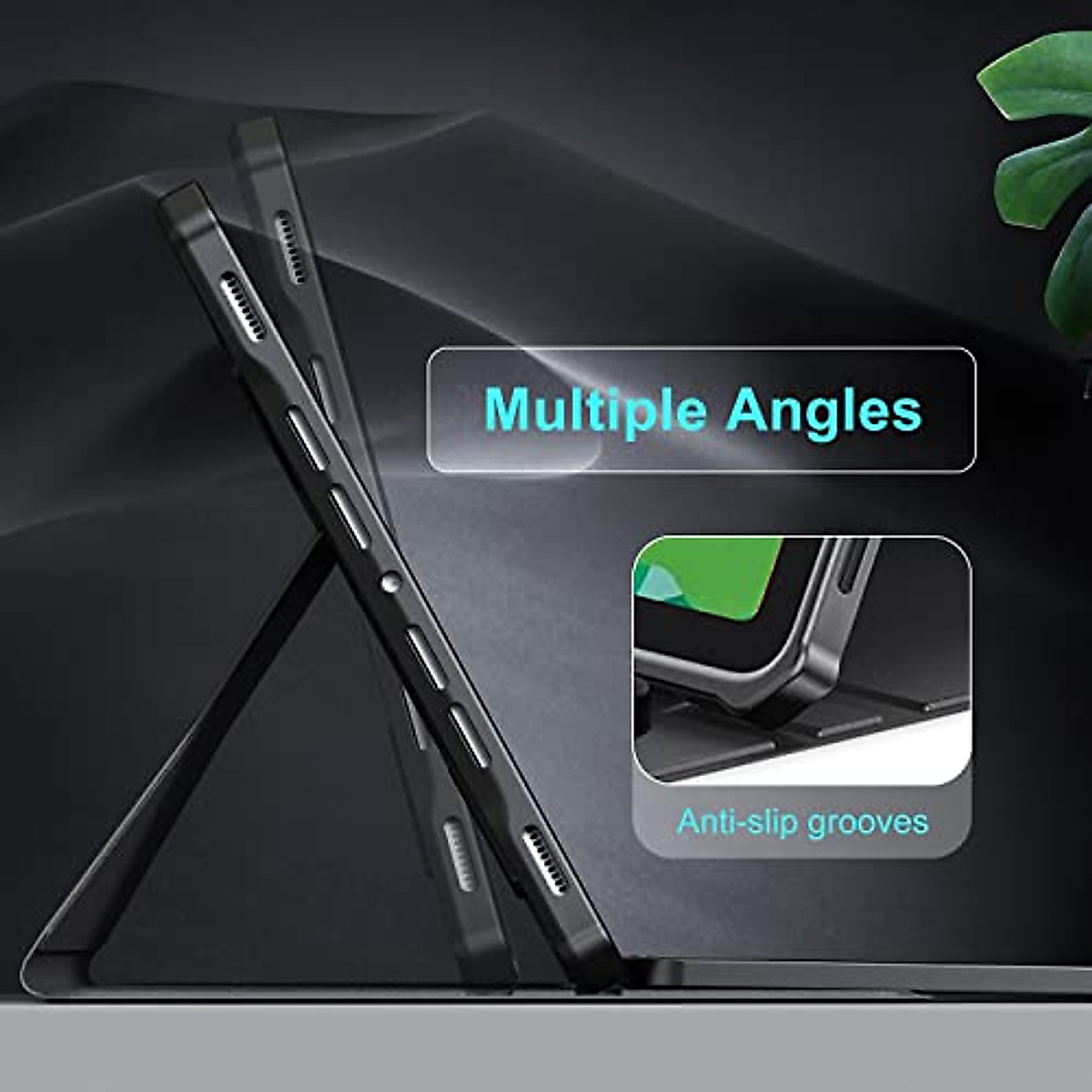 INFILAND Samsung Galaxy Tab S8 Plus/ S7 FE/ S7 Plus Backlit Keyboard Case, Multi-Angle 7 Colors Backlight Detachable Wireless, Black
