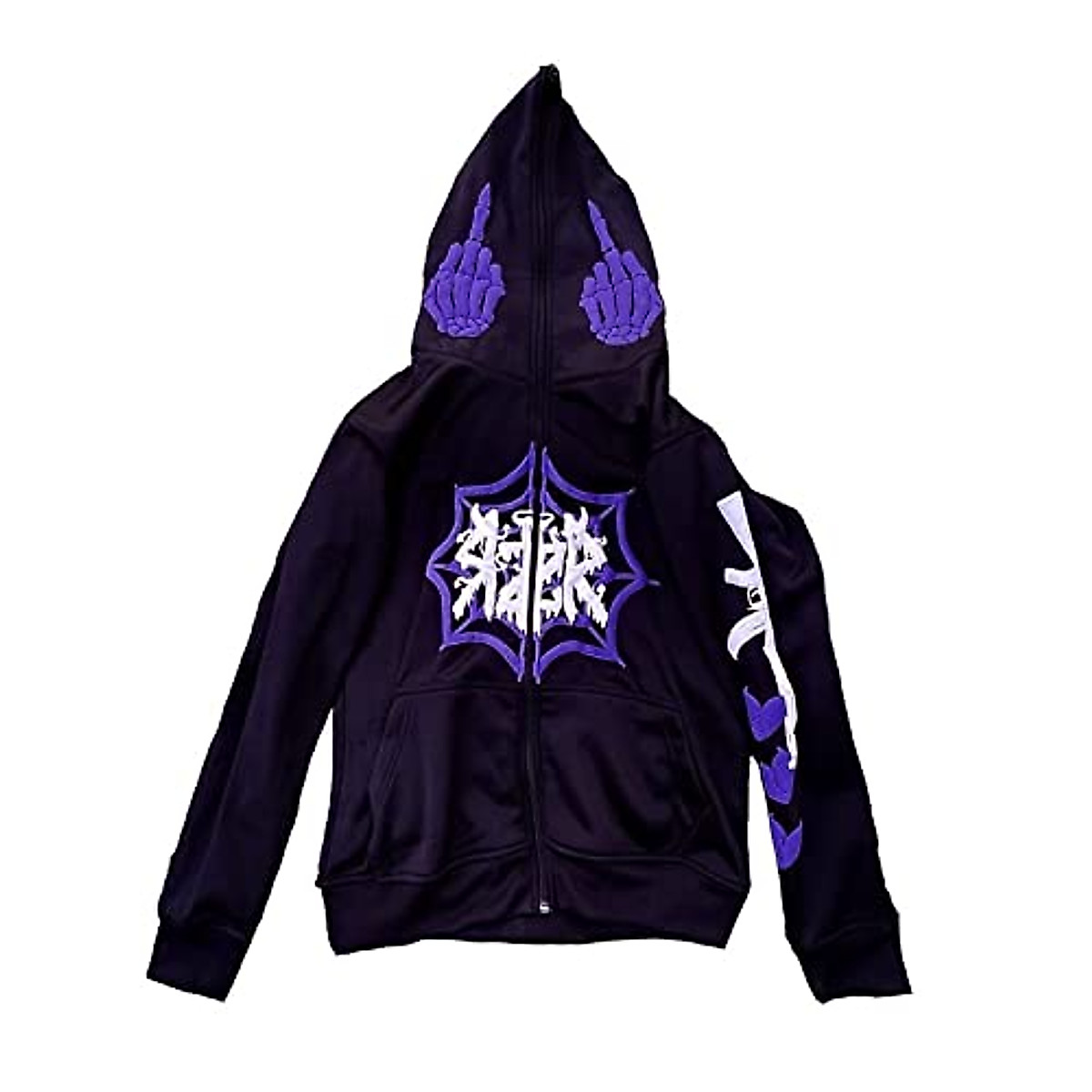 ZJLJAYCHOU Women's Men's Y2k Hoodie Spider Web Graphic Print Sweatshirt Gothic Oversized Jackets (Black 1, S)