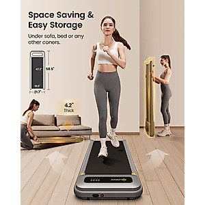 UREVO Under Desk Treadmill, Walking Pad Treadmill with Large Running Area, 2.25HP Treadmills for Home, Desk Treadmill for Office Under Desk with 265lbs Weight Capacity (Gray)