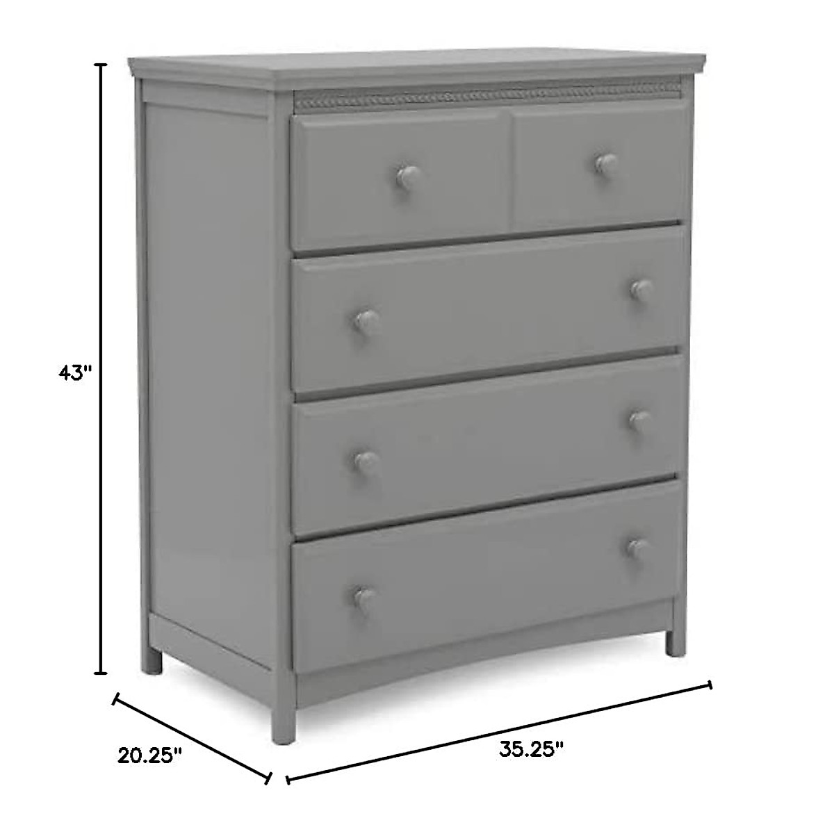 Delta Children Emerson 4 Drawer Chest, Greenguard Gold Certified, Grey