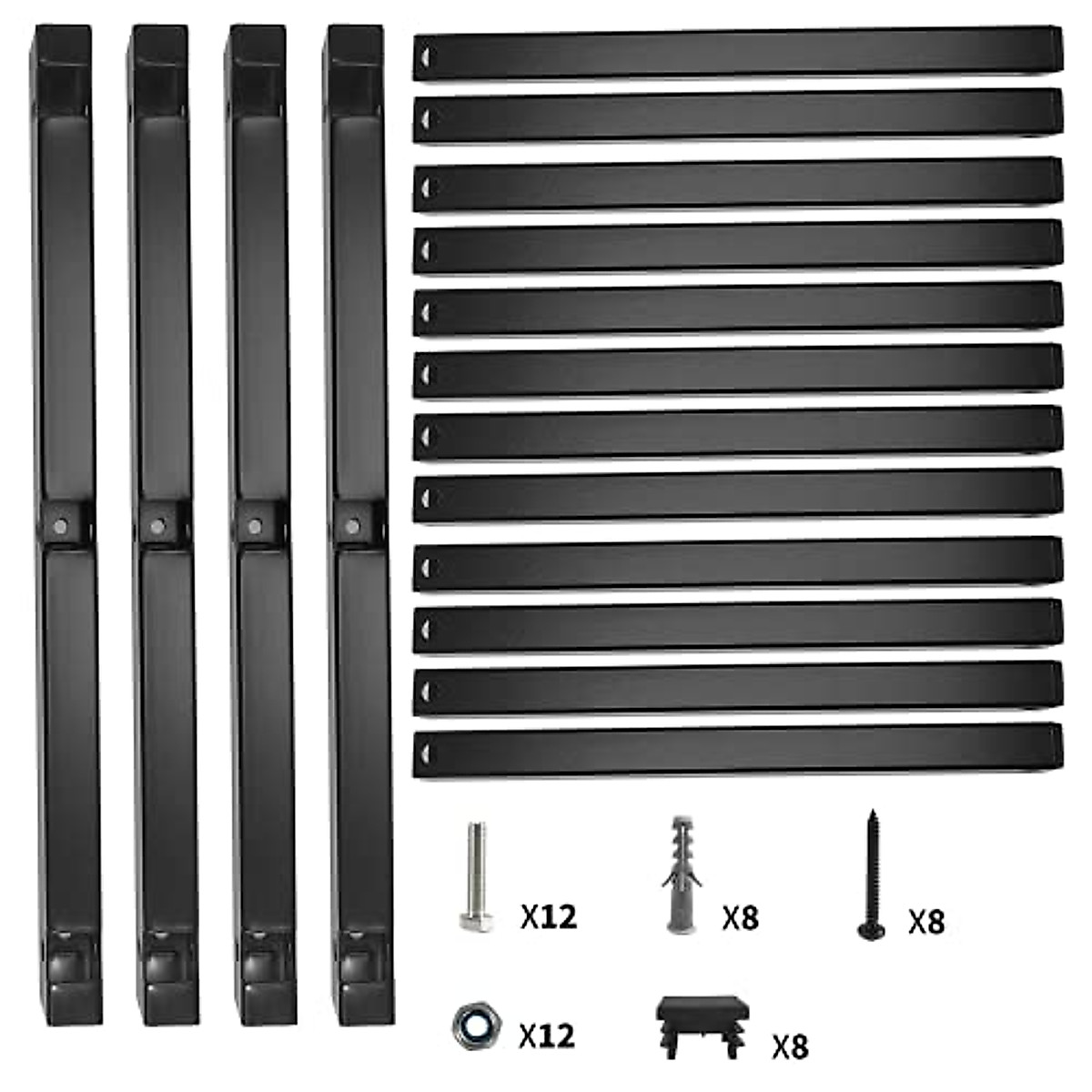 Foozet Lumber Rack Wall Mount with 3-Level 2 pairs Wood Organizer and Lumber Storage Heavy Duty Metal Wood Rack for Indoor and Outdoor,Black-Total Max Load 600lb Black