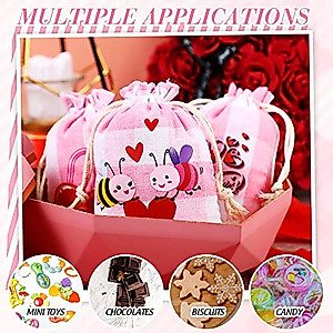 24 Pcs Valentine's Day Burlap Gift Bags Buffalo Plaid Drawstring Bags Reusable Burlap Sachet Bags Empty Pink White Buffalo Plaid Party Supplies Gift Wrap Bags Burlap Favor Bags for Wedding Shower DIY