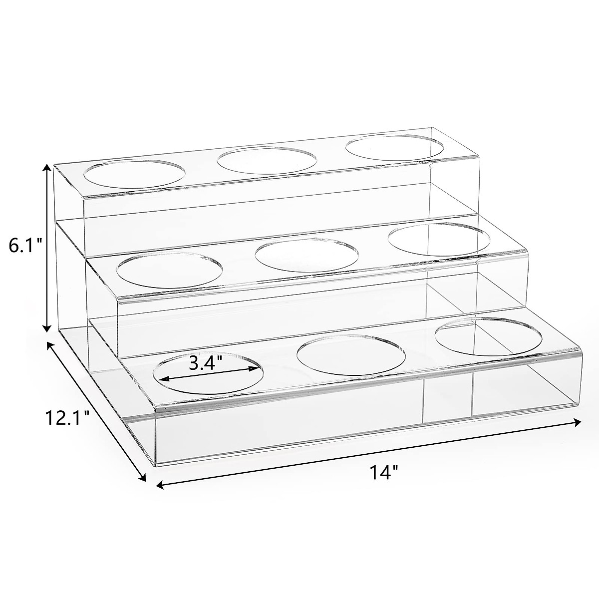 Frcctre 3 Tier Acrylic Wine Bottle Holder, 9 Bottles Coffee Syrup Organizer Rack Wine Display Stand Riser Display Shelf Countertop Tiered Storage Holder for Wine, Champagne, Coffee Syrup