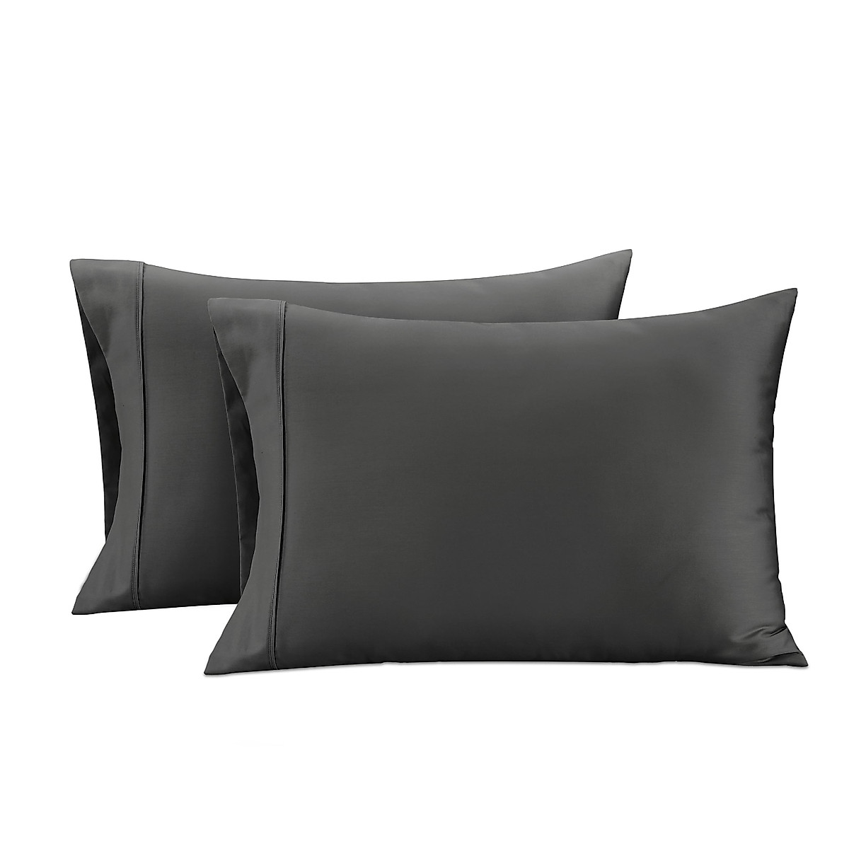 100% Organic Cotton Twin Sheet Set & Standard Pillowcases Set of 2 Combo- 300 Thread Count Long Staple Cotton Sheets,3 Pc Twin Size Sheets & Standard Pillowcases, Sateen Sheets, Breathable - Charcoal