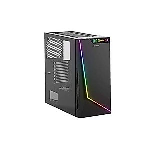 GAMDIAS Argus M1 Gaming E-ATX Mid-Tower PC Case, Left Tempered Glass with LED Strip on The Front, Sync MB, Black, (GD-Argus M1(EPE))