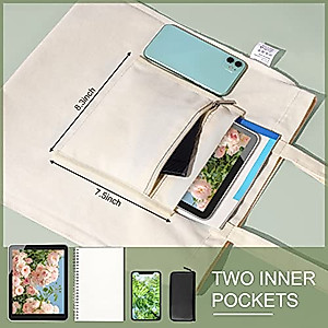 AUNOOL Initial Canvas Tote Bag Makeup Bag Birthday Gifts for Women Personalized Beach Bags 2 Inner Pockets Bridesmaid Gifts Reusable Gift Bags with Handles Monogrammed Gifts for Friends Mom Letter A