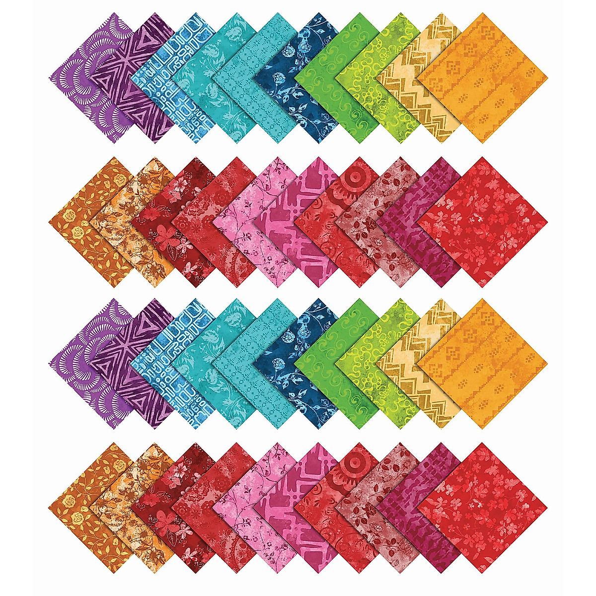 Soimoi 40Pcs Batik Print Cotton Precut Fabrics for Quilting Craft Strips 2.5x42inches Jelly Roll - Red