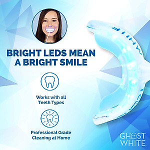 Ghost White Teeth Whitening Kit - Professional LED Light for Whiter Teeth Without Sensitivity, Includes 3 Smart Teeth Whitening Gel Refill Pens, Whitens in Less Than 10 Minutes