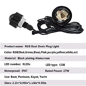 liteball RGB Multicolor LED Boat Drain Plug Light,Underwater Stern Plug Lighitng with IR Remote and APP Dual Control(Pack of 4)