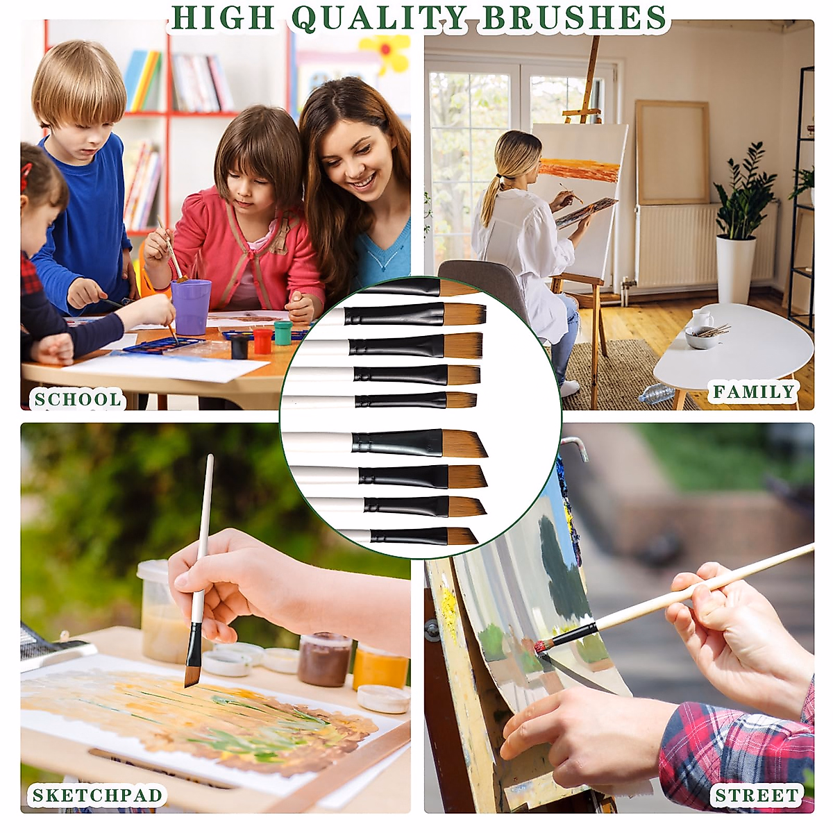 33 Pcs Paint Brush Set, Acrylic Paint Brushes with Board Brush, Sponge Brush, Scraper and Paintbrush Bag, for Kids Adults Oil Watercolor Acrylic Painting