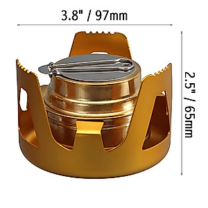 DZRZVD Mini Alcohol Backpacking Stove, Lightweight Brass Spirit Burner with Aluminium Stand for Camping Hiking and Picnic (Gold)
