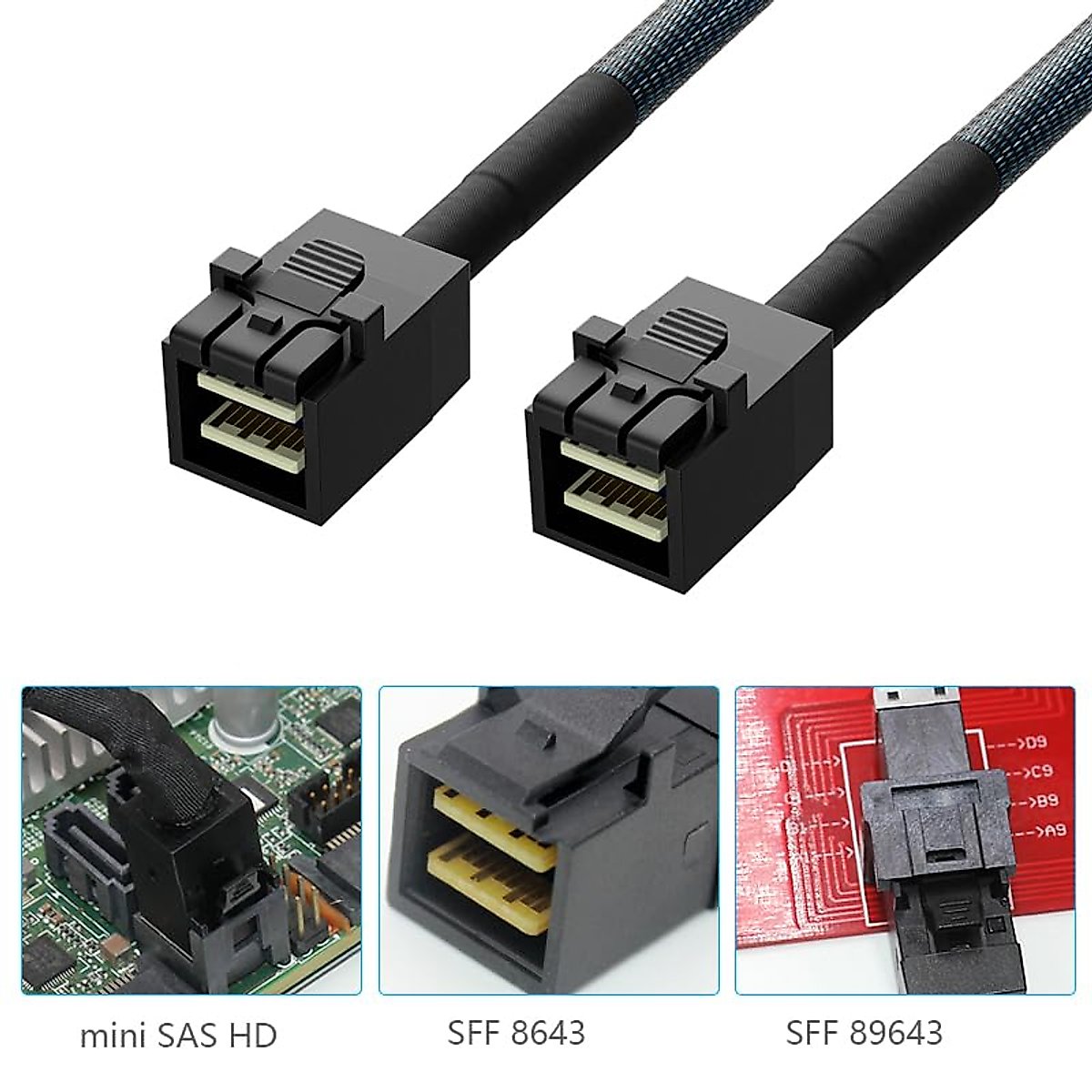 OIKWAN Internal Mini SAS to SATA Cable, SFF-8643 to SATA Forward Breakout Compatible with Raid Controller Hard Drive (3.3ft)