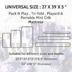 Pack N Play Sheets Portable Playard Mini Crib Mattress Sheet Soft Breathable Playard Cover for Baby Girl Purple Flower