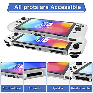 findway Switch OLED Case Compatible with Switch Cover Case Accessories Soft TPU Crystal Clear Transparent Shock Absorption Technology Bumper Protective for Switch OLED Model