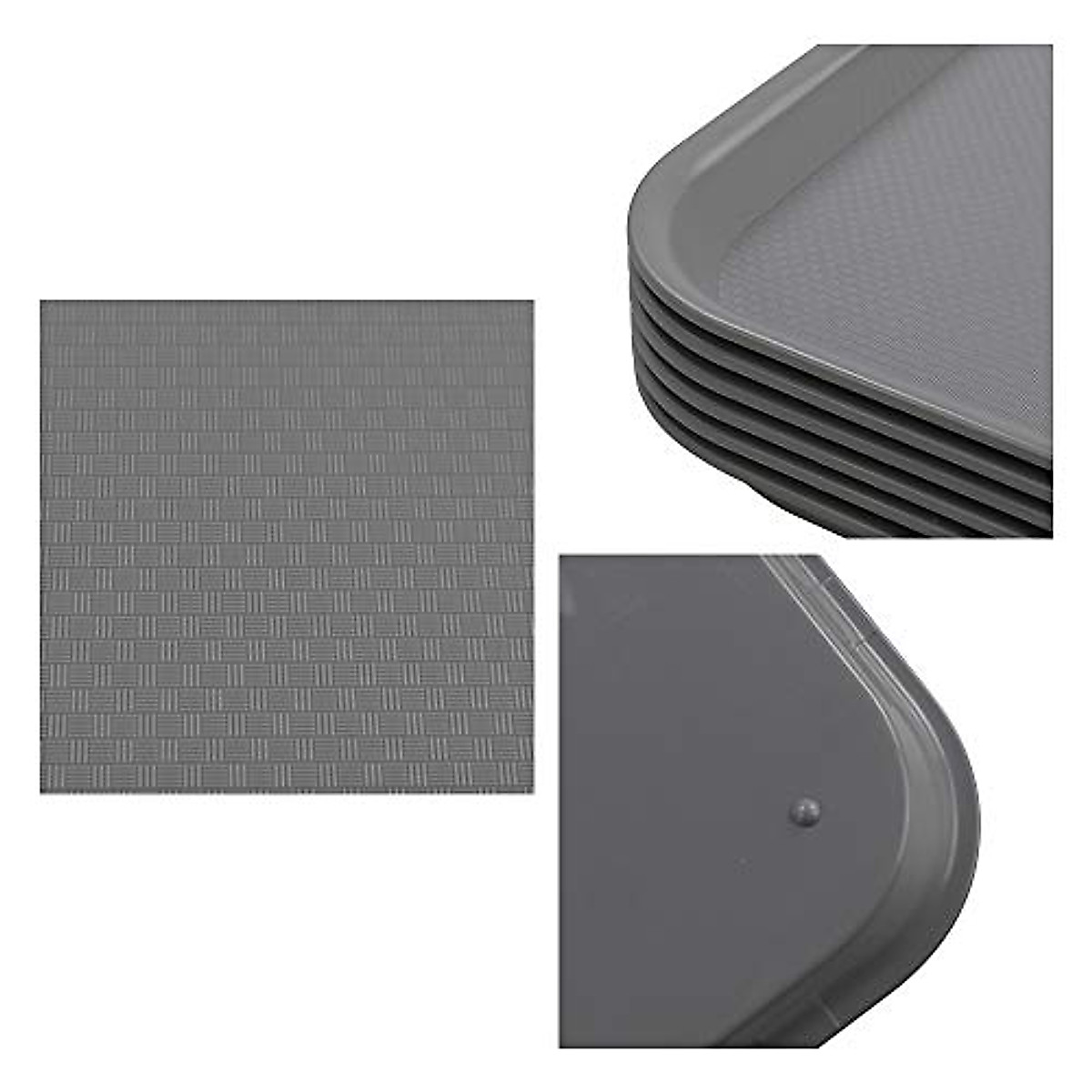 Joyeen Plastic Fast Food Serving Tray, 6 Pack Restaurant Trays, Grey