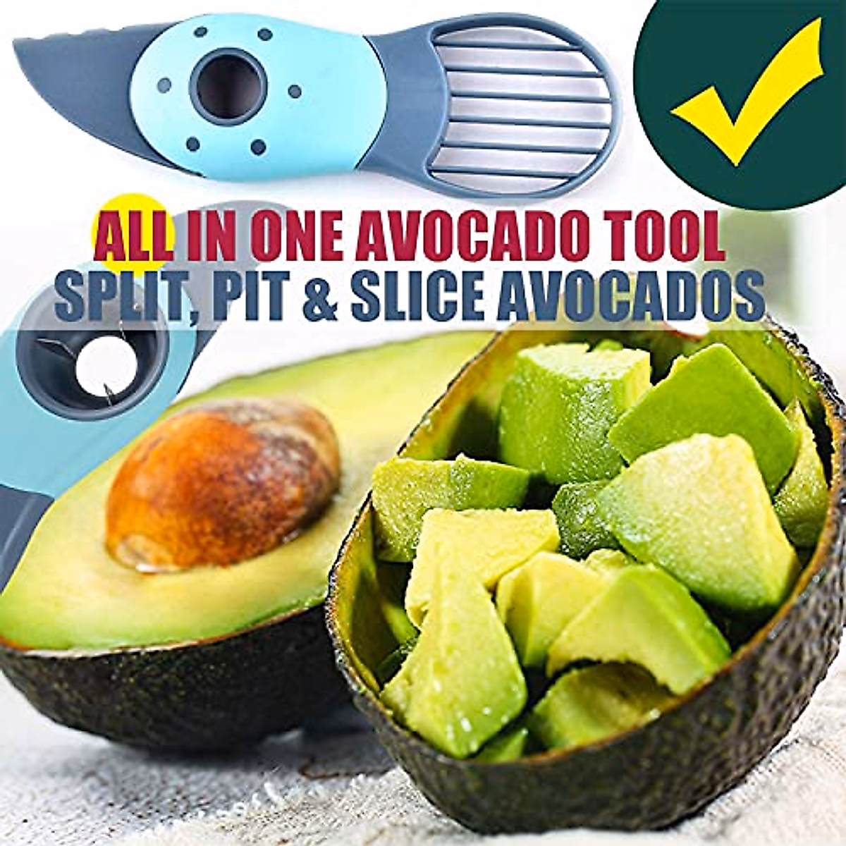 Avocado Slicer 3 in 1 Avocado Peeler Avocado Knife Multifunctional Avocado Cutter Tool with Non Slip Grip Handle Easy to Use (Fruit green)