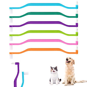 VZZNN 6 Pcs Dual Sided Cat Toothbrush, Anti-Slip Curved Handle Cat Teeth Cleaning Brushs,Cat Dental Care Supplies,Pet Toothbrush with Micro Brush Head