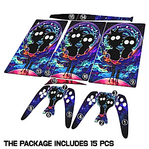 HK Studio Hippie Metaverse Decal Sticker Skin Specific Cover for Both PS5 Disc Edition and Digital Edition - Waterproof, No Bubble, Including 2 Controller Skins and Console Skin