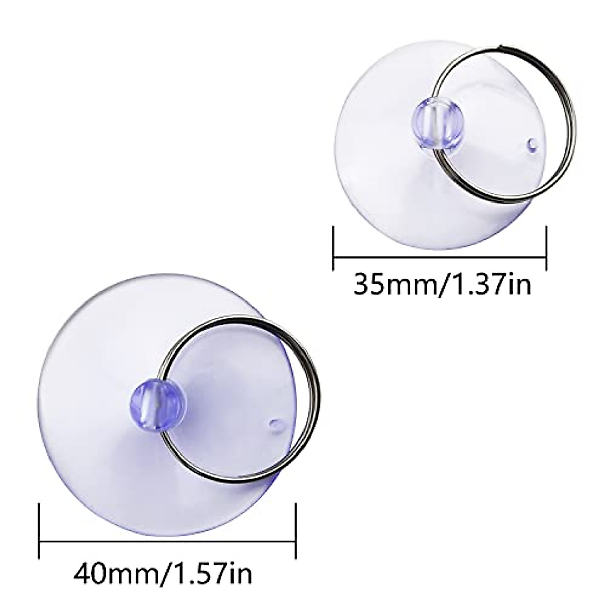 JianLing 20pcs Plastic Suction Cup with Ring Transparent Key Ring Suction Cups Sucker for Window Kitchen Wall Hook Hanger (10pcs 35mm + 10pcs 40mm)