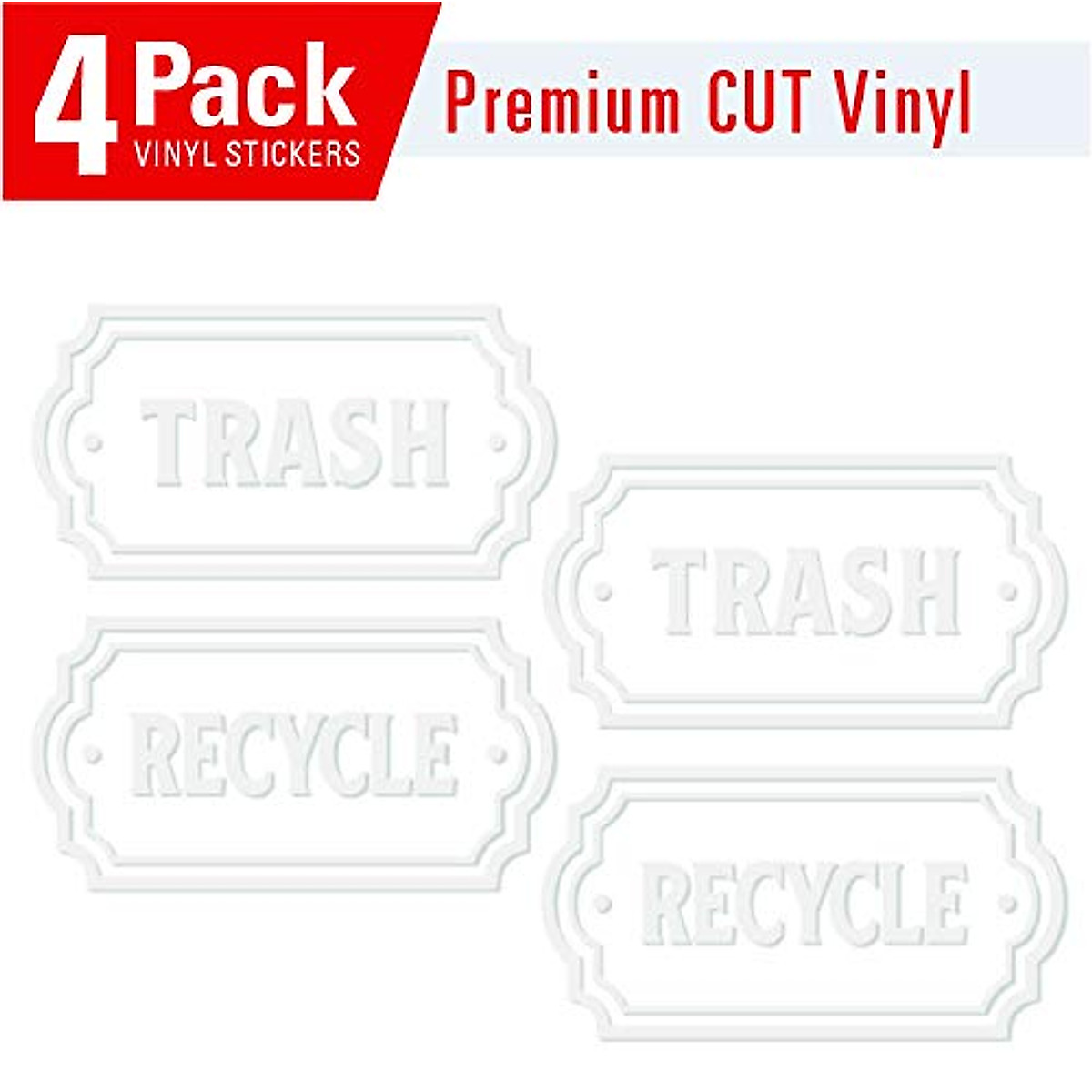 Recycle and Trash Elegant Decal to Organize Trash cans or Garbage containers and Walls - Premium Cut Vinyl (XSmall, White Matte-R)