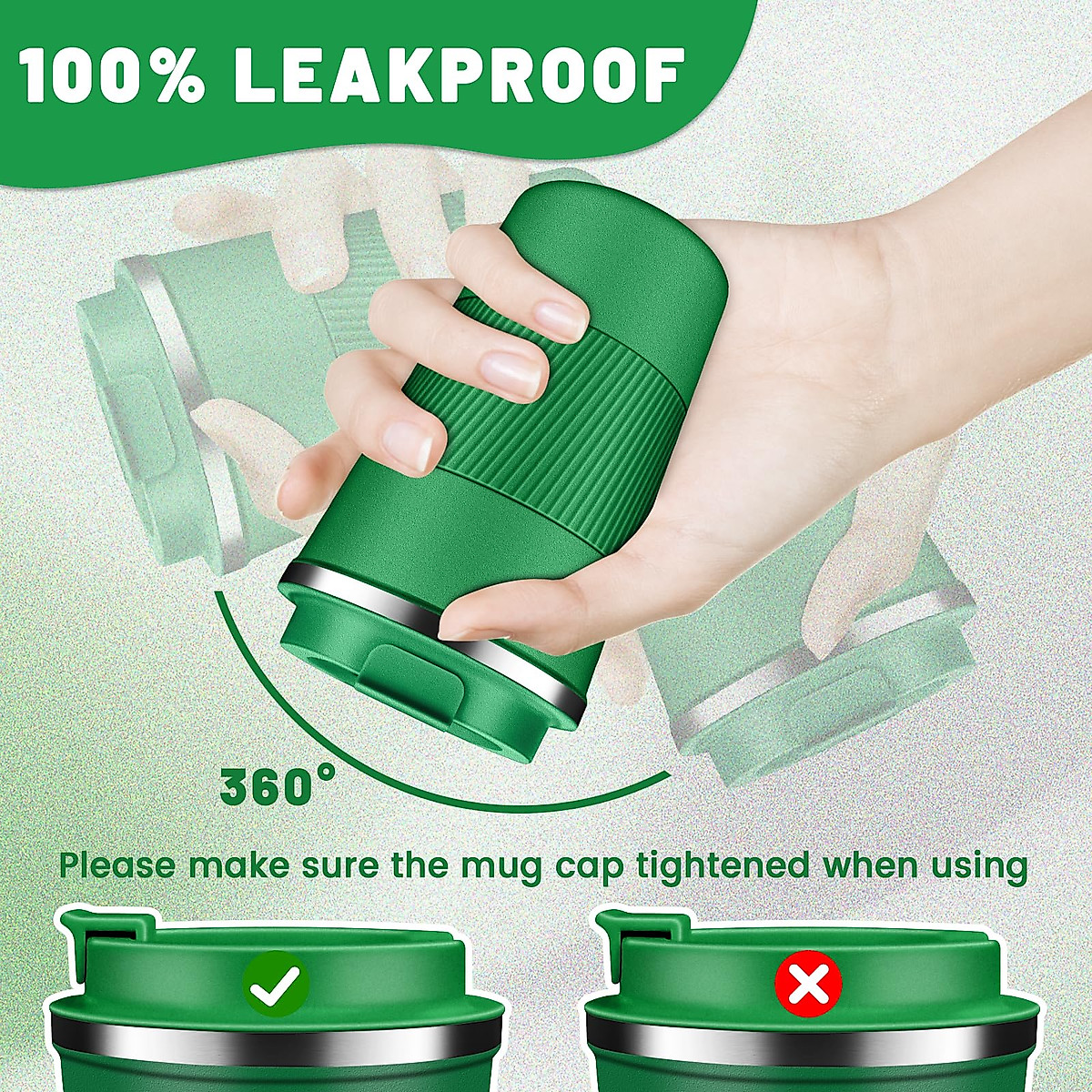 Insulated Coffee Tumblers with Flip Lid 12oz / 17oz, Stainless Steel Travel Coffee Mug Leak Proof, Vacuum Insulated Coffee Mug Thermos Cup, Keeps Cold and Hot for Coffee Tea