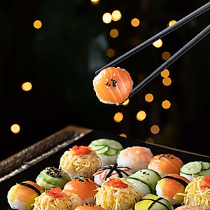 Chopsticks, Bestdin 10 Pairs Fiberglass Chopsticks Reusable, Premium High Temperature Resistant Chop Sticks for Cooking Eating, Square Non-Slip Odorless ChopSticks Reusable, Dishwasher Safe, 9.4 Inch